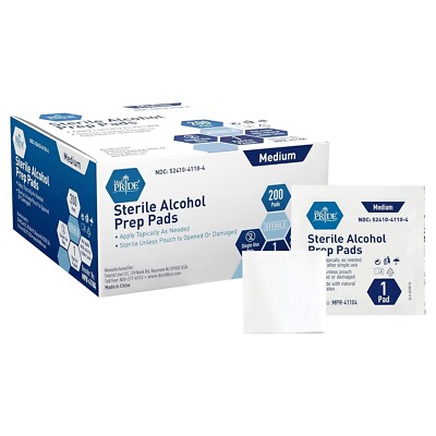 MED PRIDE Alcohol Prep Pads 200 pack Medical-Grade, Sterile ...