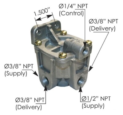 RG2 Type Relay Valve Part # KN28510X, 5396KN28510, KN28510, 034057, 170 ...