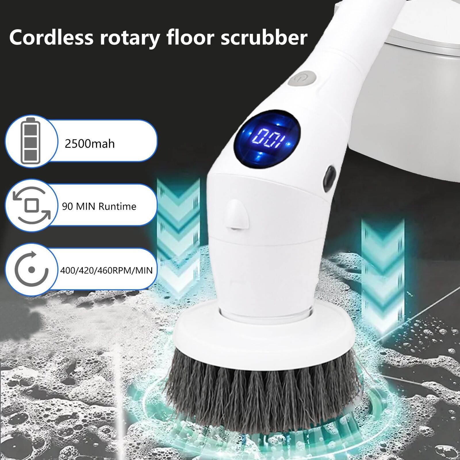 Rechargeable Electric Cordless Cleaning Brush Spin Scrubber Turbo Scrub ...