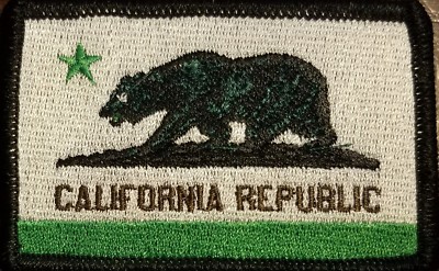 CALIFORNIA Flag Patch W/ Hook Adhesive Fastener Morale Green & Black ...