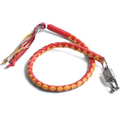 Lesa Collection Get Back Whip Red & Yellow 42" Biker Motorcycle Leather ...