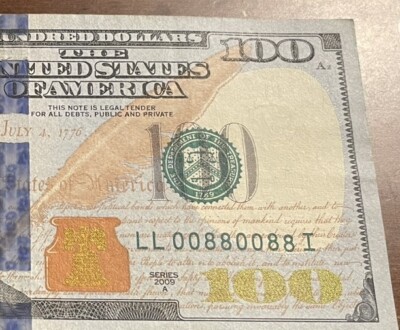 rare serial number 100 Dollar Bill. LL00880088. | eBay