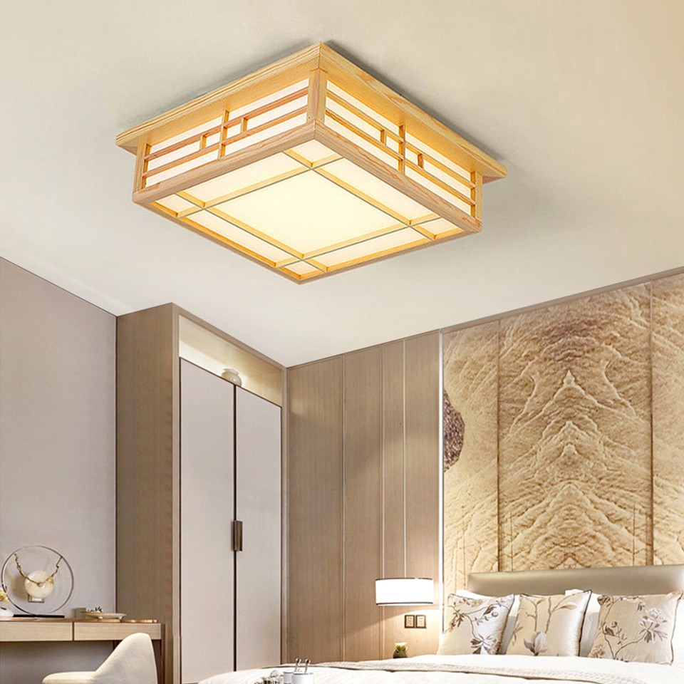 Square Tatami Ceiling Light Chinese Japanese Grid Lamp Dimmable Indoor Home Use | eBay