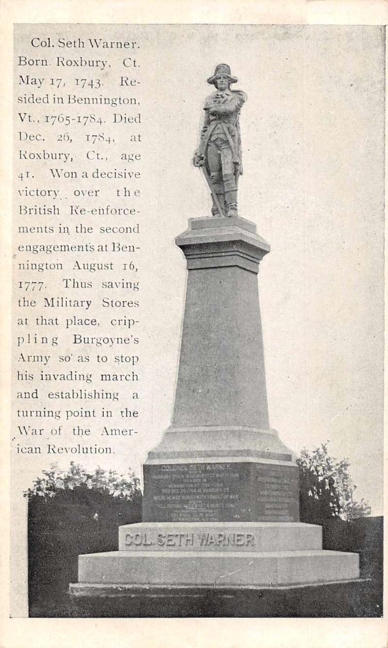Bennington Vermont Col Seth Warner battle monument antique pc Z39272 | eBay