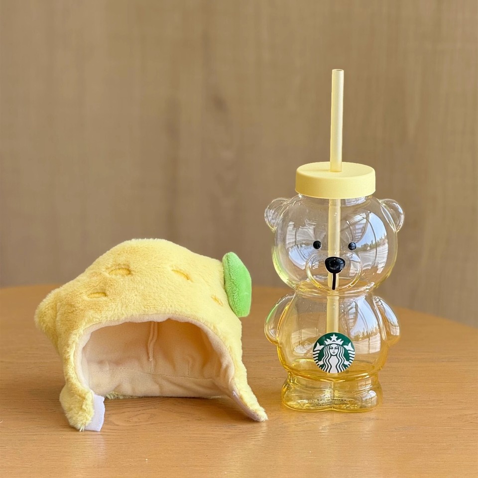 2025 China Starbucks Fruit Series 15oz Bear With Lemon Cap Glass Straw Cup Gifts | eBay