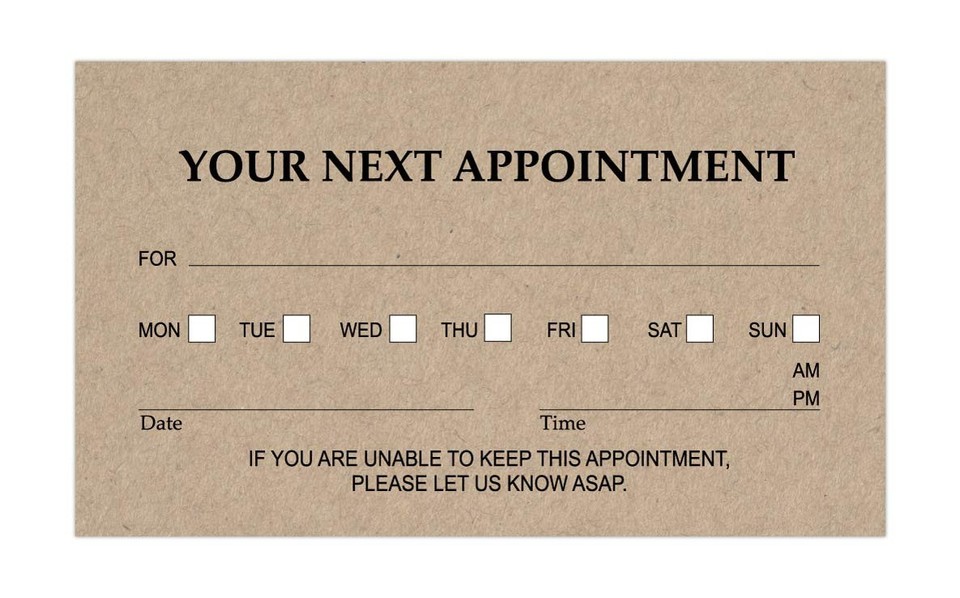 Custom Appointment Reminder Business Cards - (250pcs to 2,500pcs ...