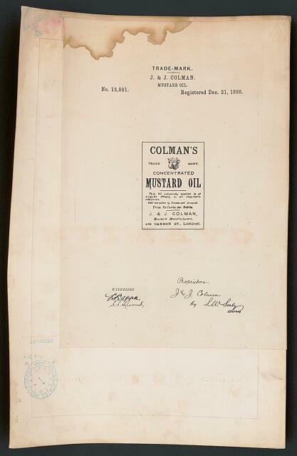 J. & J. Colman for Colman's Concentrated Mustard Oil brand Mustard Oil ...