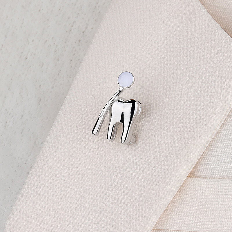 Cartoon Cute Oral Health Pins Geometric Tooth Shape Brooch Backpack ...
