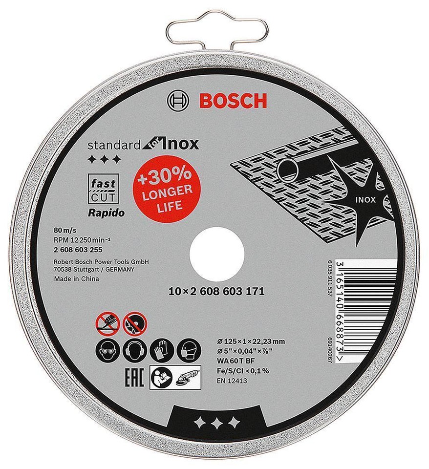 12.7cm (125Mm X 1Mm X 22.23Mm) Smerigliatrice Angolare Inox Rapido ...