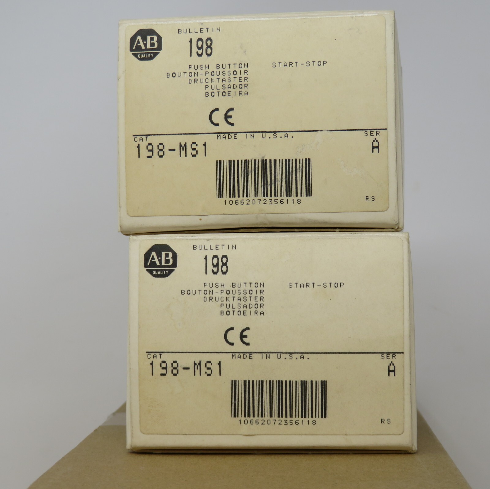 Lot Of 2 BRAND NEW Allen Bradley 198-MS1 Push Button Start Stop Contact ...