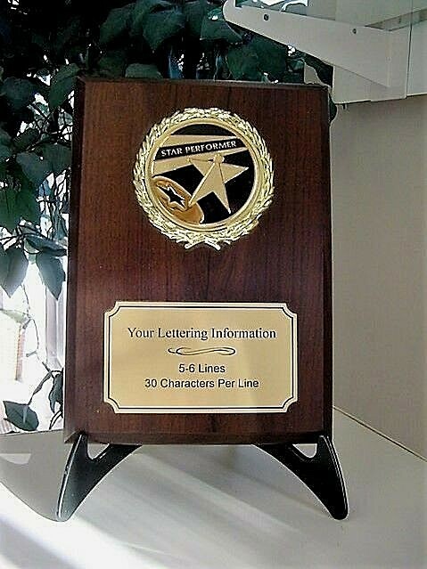 EMPLOYEE OF THE MONTH STAR PERFORMER AWARD PLAQUE TROPHY FREE ENGRAVING ...