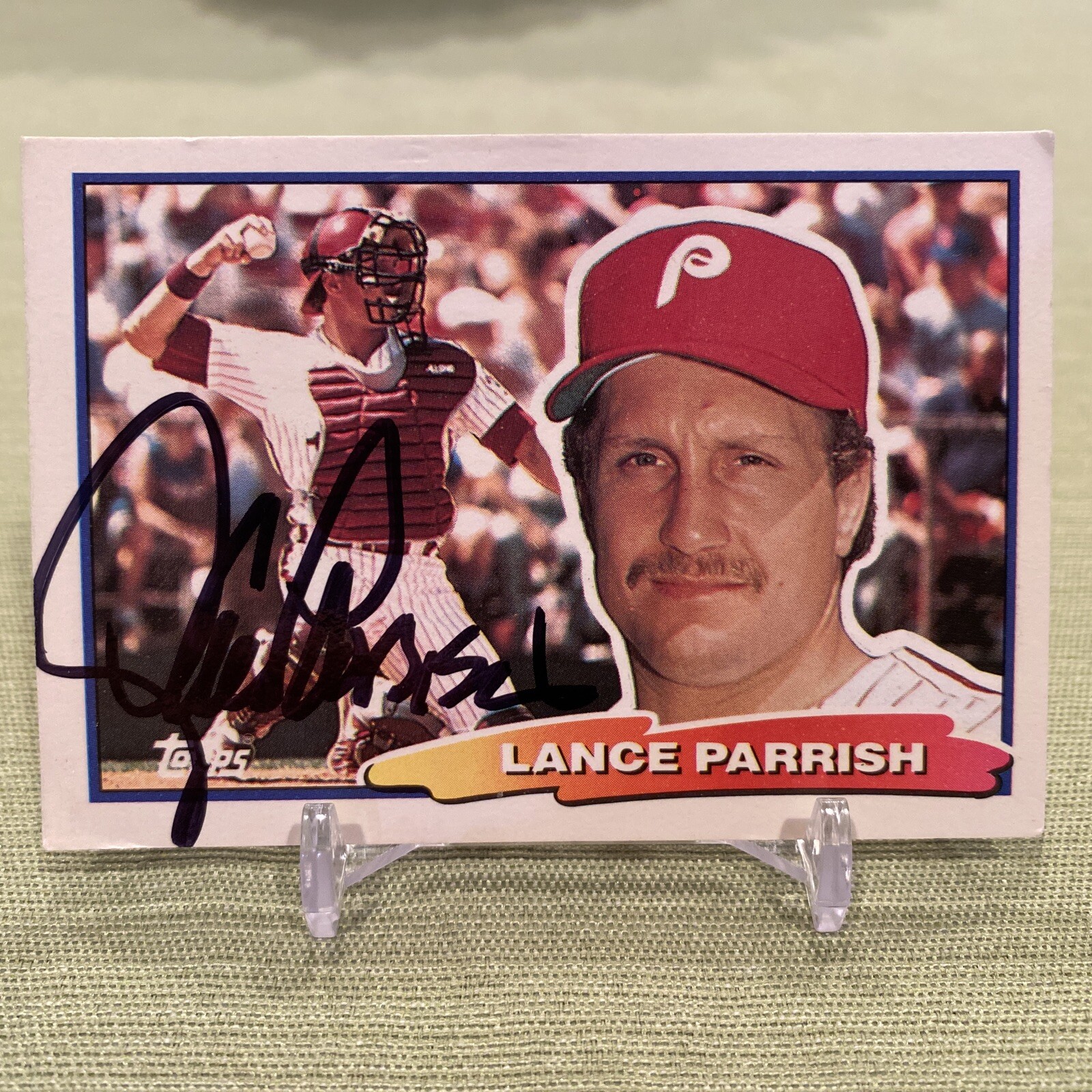 1988 Topps Big Philadelphia Phillies Card #45 Lance Parrish Signed ...