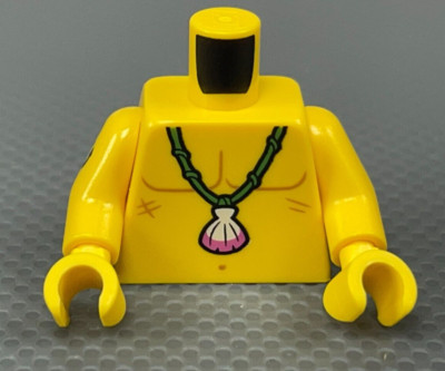 LEGO Yellow Minifigure Torso No Shirt Scars Shell Necklace Anchor ...