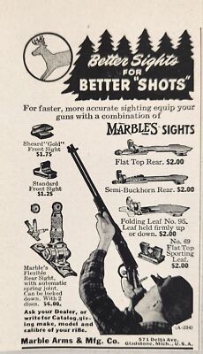 1952 Print Ad Marble Arms & Mfg Gun Sights for Rifles Gladstone ...