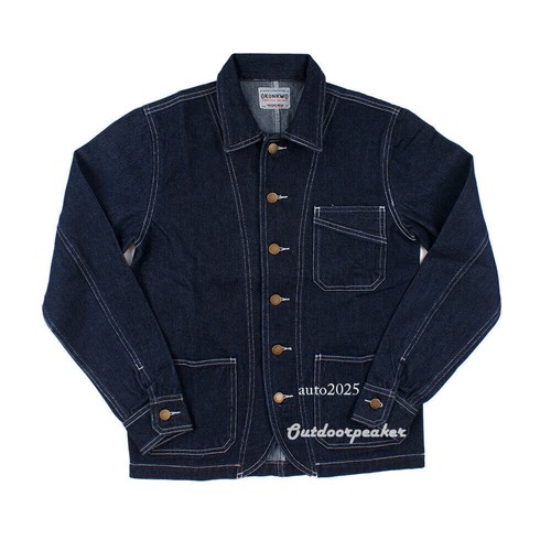 Railroad Men's Denim Jacket Vintage Striped Shirt Long Sleeve Work Jean ...