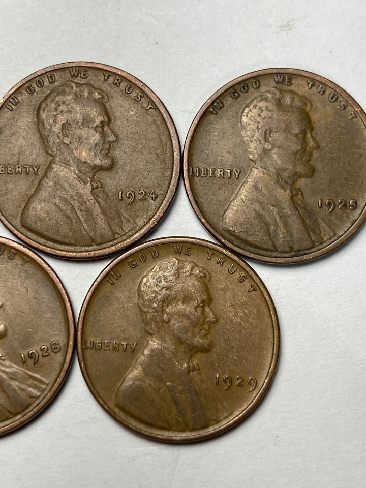 1920-29-P LINCOLN WHEAT CENT PENNY LOT, 9 COINS, ALL FINE-VERY FINE ...