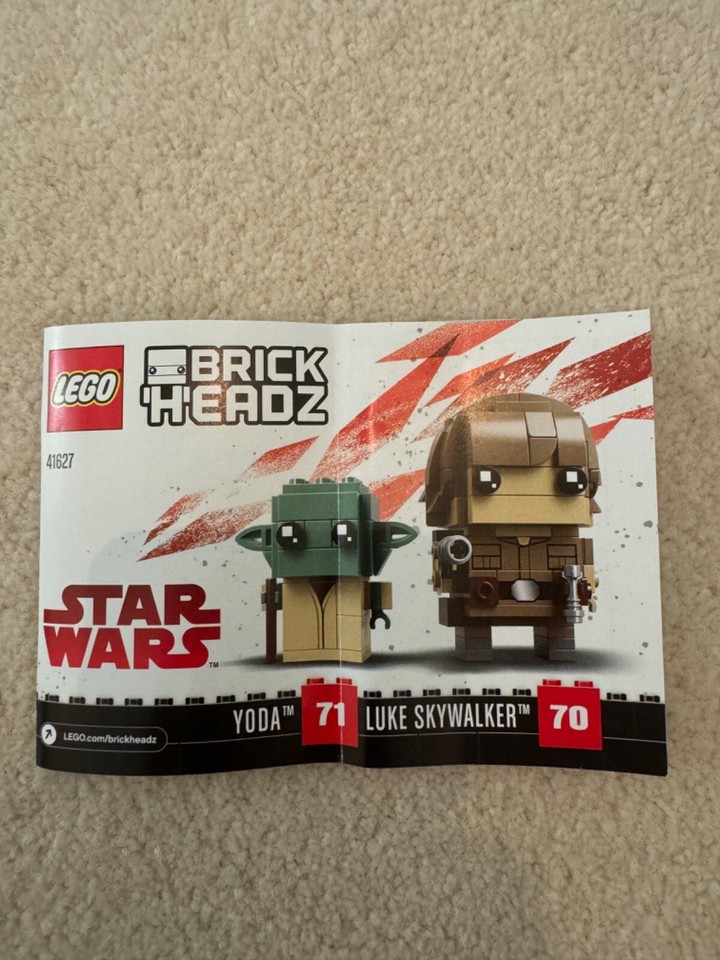 Lego Star Wars Luke and Yoda Brick Headz (41627) All pieces included ...