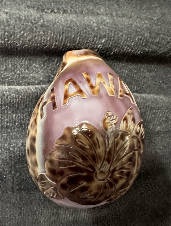 Beautiful Hand Carved Sea Shell Ocean Front Palms Souvenir Hawaii | eBay