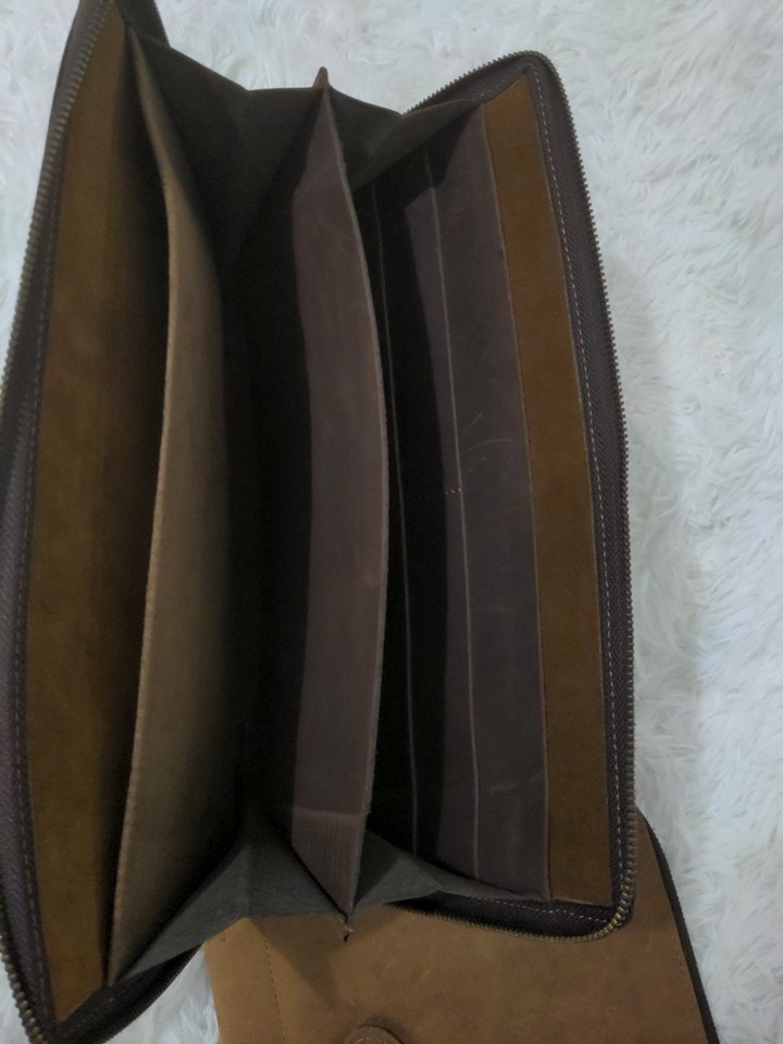 Real Leather Hand-made A4 Folio Zipped document Folder Brown New | eBay UK