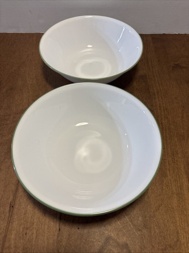 Set Of 2 Corning Vegetable Serving Bowls with Green Rims 8.5" | eBay