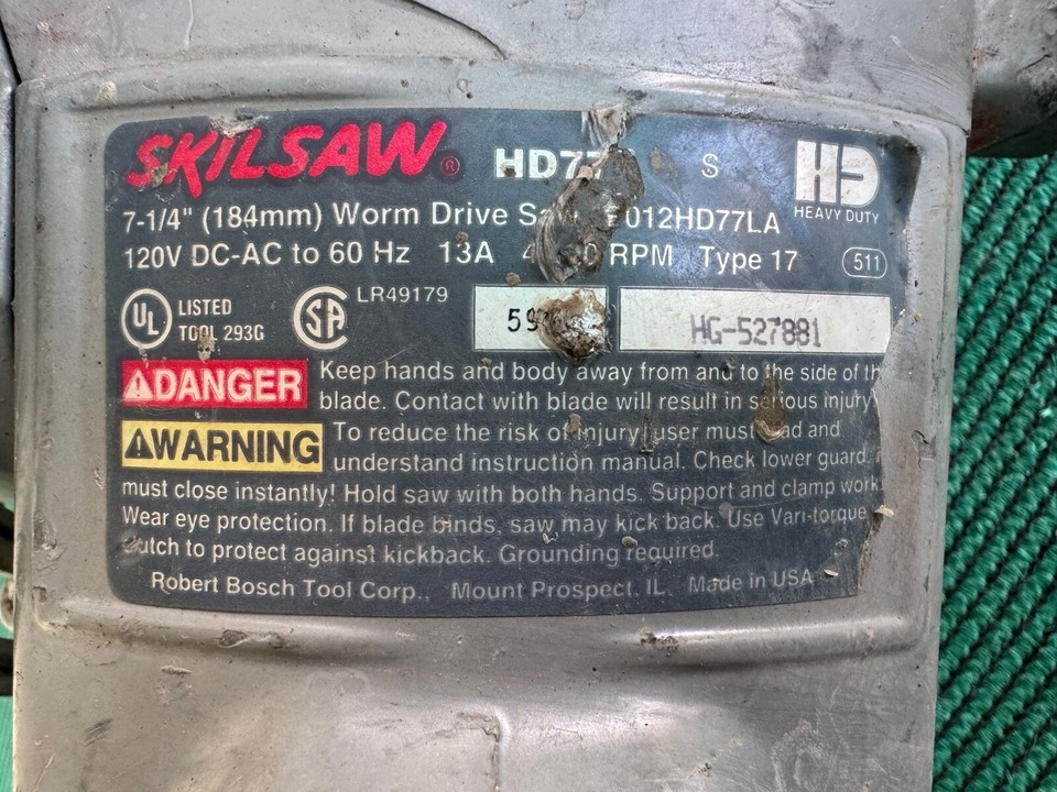 Skilsaw 7-1/4” Worm Drive Circular Saw Skil Model HD77 | eBay
