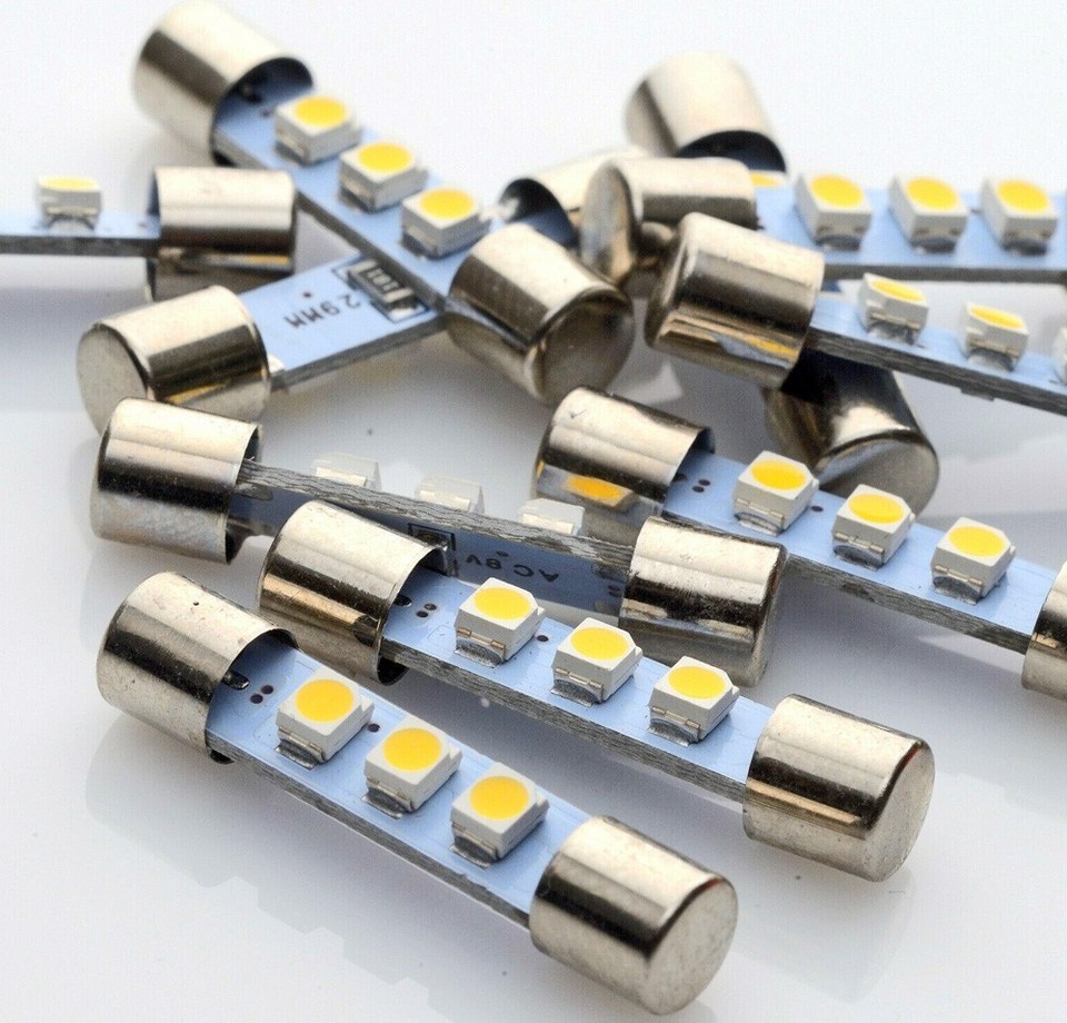 12X Festoon 29mm LED Warm White 6V to 8VAC-DC Audio Hi-Fi Receiver ...