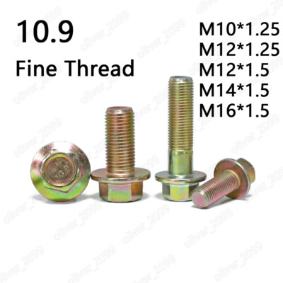 Color Zinc 10.9 Steel Fine Thread Hexagon Flange Head Bolts M10/M12/M14 ...
