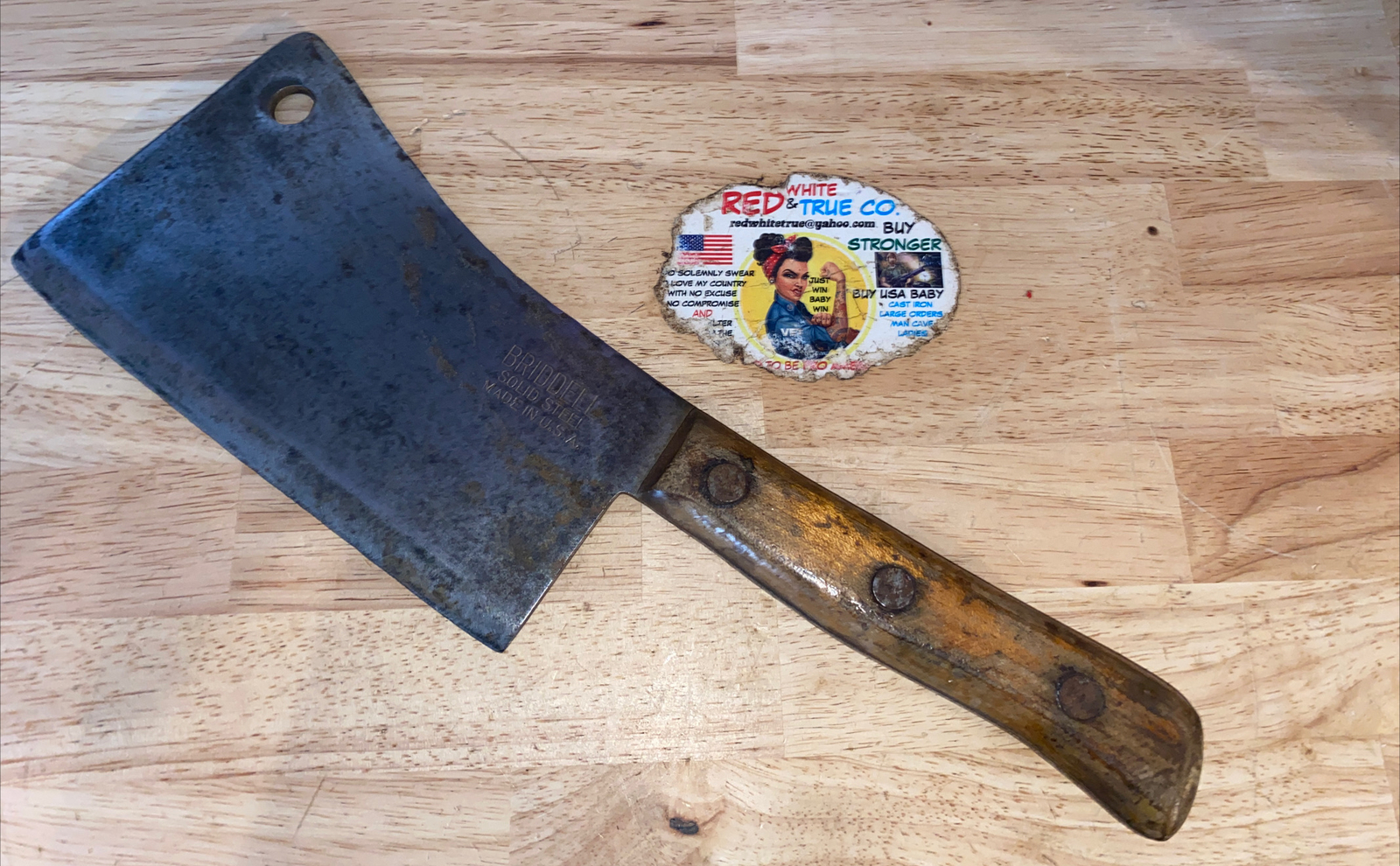 Vintage Briddell Meat Cleaver Butcher Collector USA Steel Patina ...