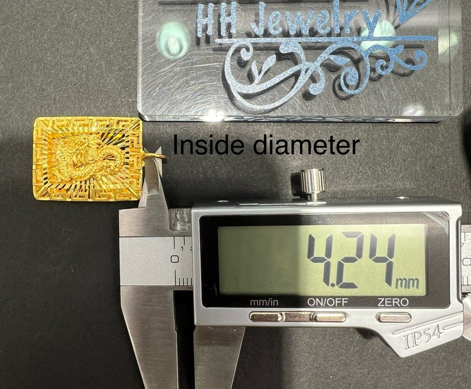 24K Yellow Gold Dragon Zodiac Rectangle Shape Pendant | eBay