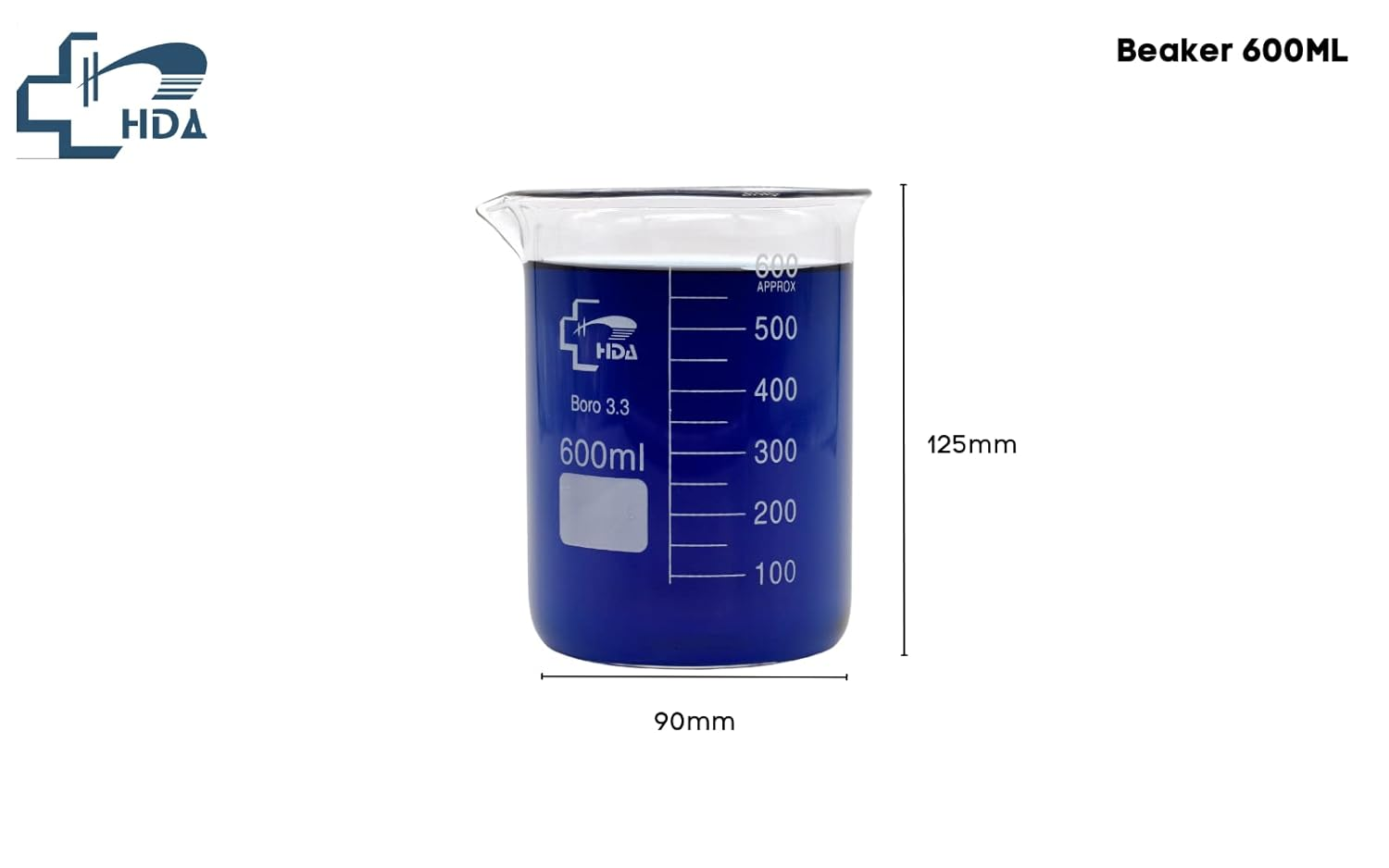 Beaker 600 Ml Borosilicate Glass 3.3, Low Form with Spout, White ...