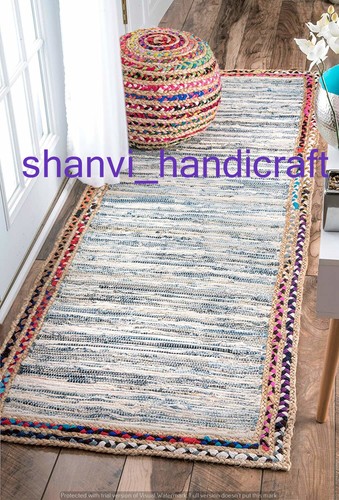 Bohemian Braided Rug Table Runner Porch Office Floor Indian Cotton Mats ...