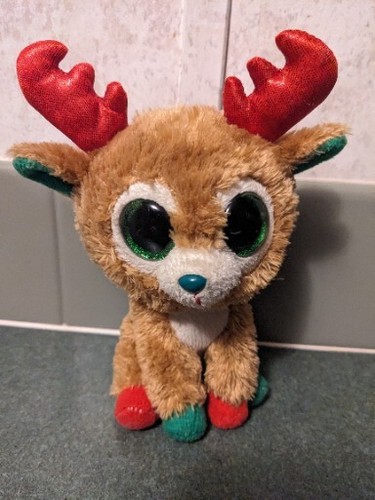 TY Beanie Boos Alpine Reindeer 2013 Red Antlers Glitter Eyes 6" Plush ...