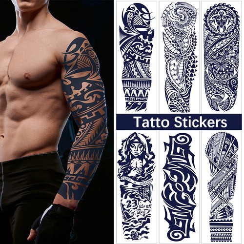 Temporary Full Arm Tattoo Sticker Waterproof Large Leg Fake Tattoos ...