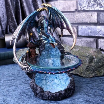 Flame Saviour Blue Dragon Oil Burner Gothic Fantasy Nemesis Now Geode ...