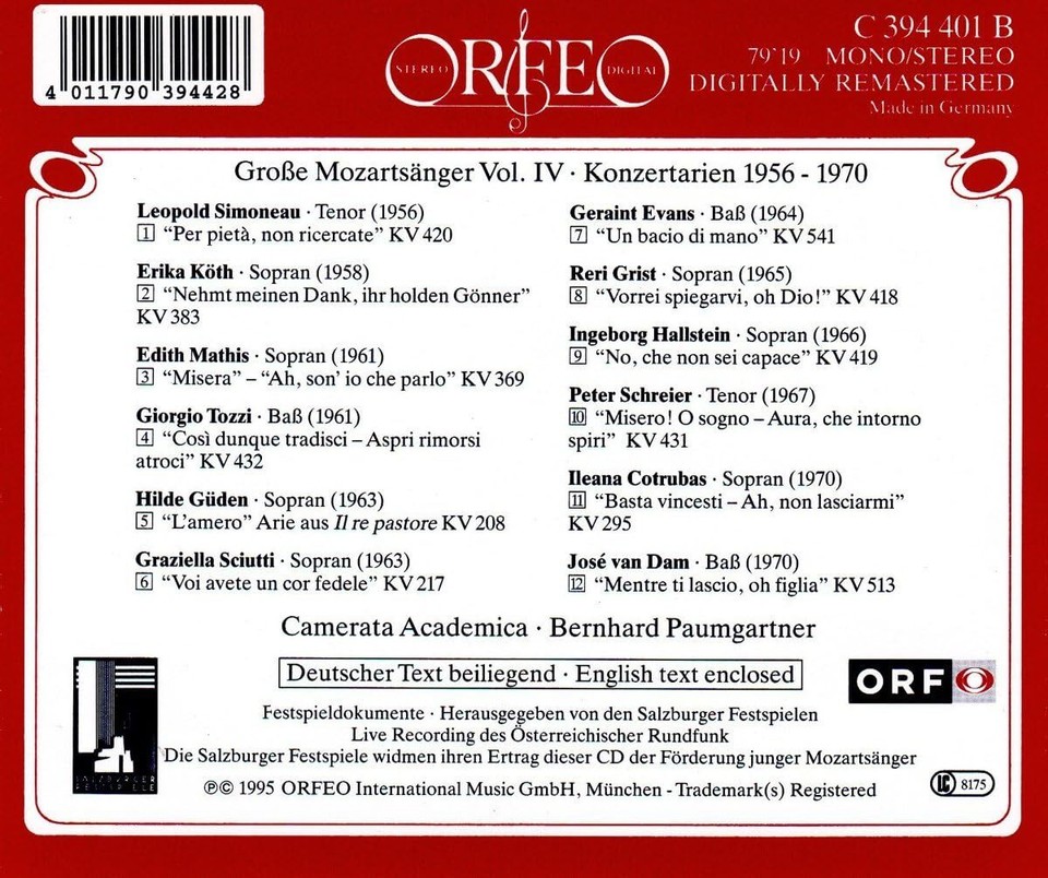Various Great Mozart Singers Vol. 4 (CD) Album (UK IMPORT ...
