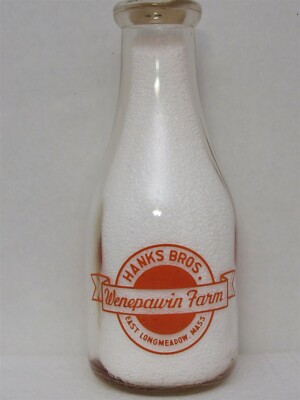 TRPQ Milk Bottle Hanks Bros Dairy Wenepawin Farm East Longmeadow MA ...