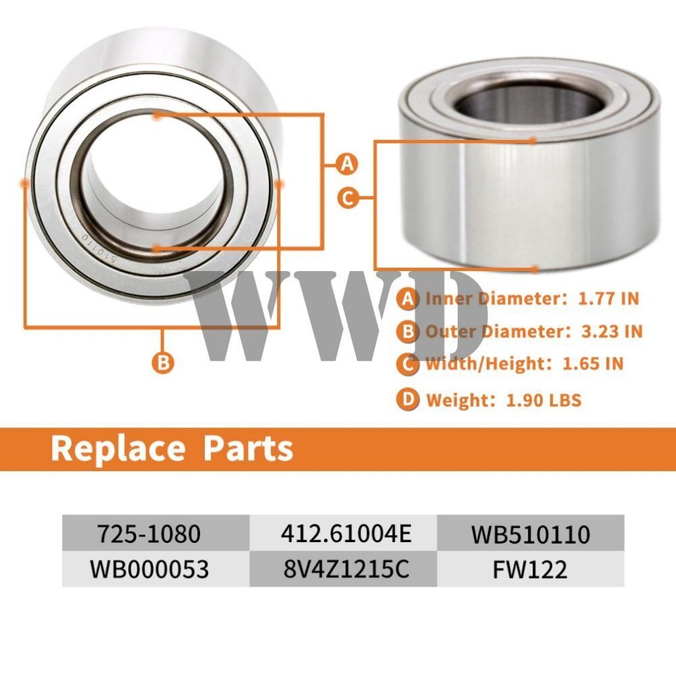 2x 510110 Front Wheel Bearings For 2013-2019 Ford Escape S SE Titanium ...