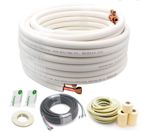 HANSUM 50Ft Length Mini Split Line Set 1/4" 3/8" OD Copper Pipes Tubing ...