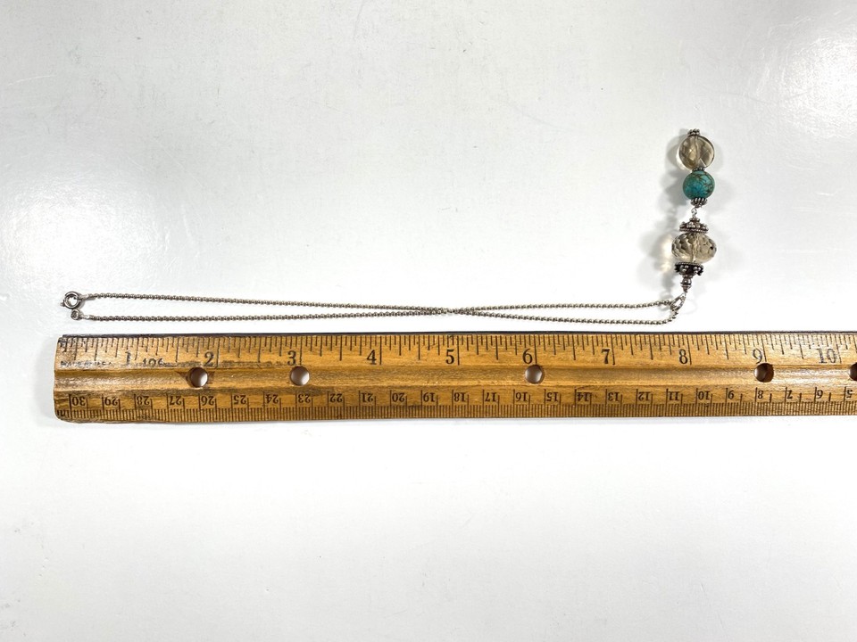 Handmade Multi-Bead Drop Necklace Smoky Quartz Color Beads Sterling ...