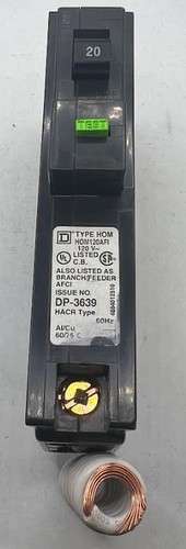 Square D HOM120AFI Single Pole 20A 120V Miniature Circuit Breaker ...