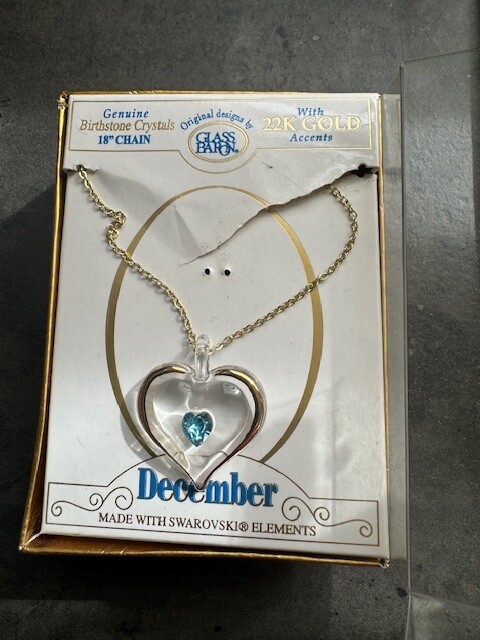 Glass Baron 22k Gold Crystal December Birthstone Sparkle Heart Necklace ...