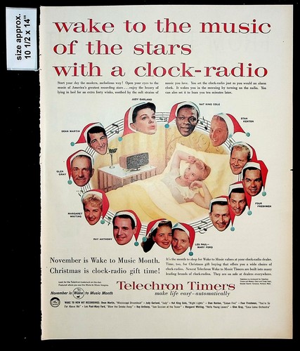 1956 Telechron Timers Clock Radio Music Stars Dean Martin Vintage Print ...
