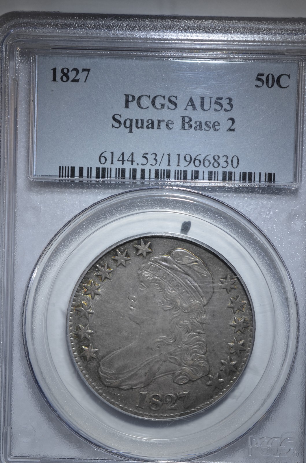 1827 Capped Bust Half Dollar - Square Base 2 - PCGS AU53 s-0096 | eBay