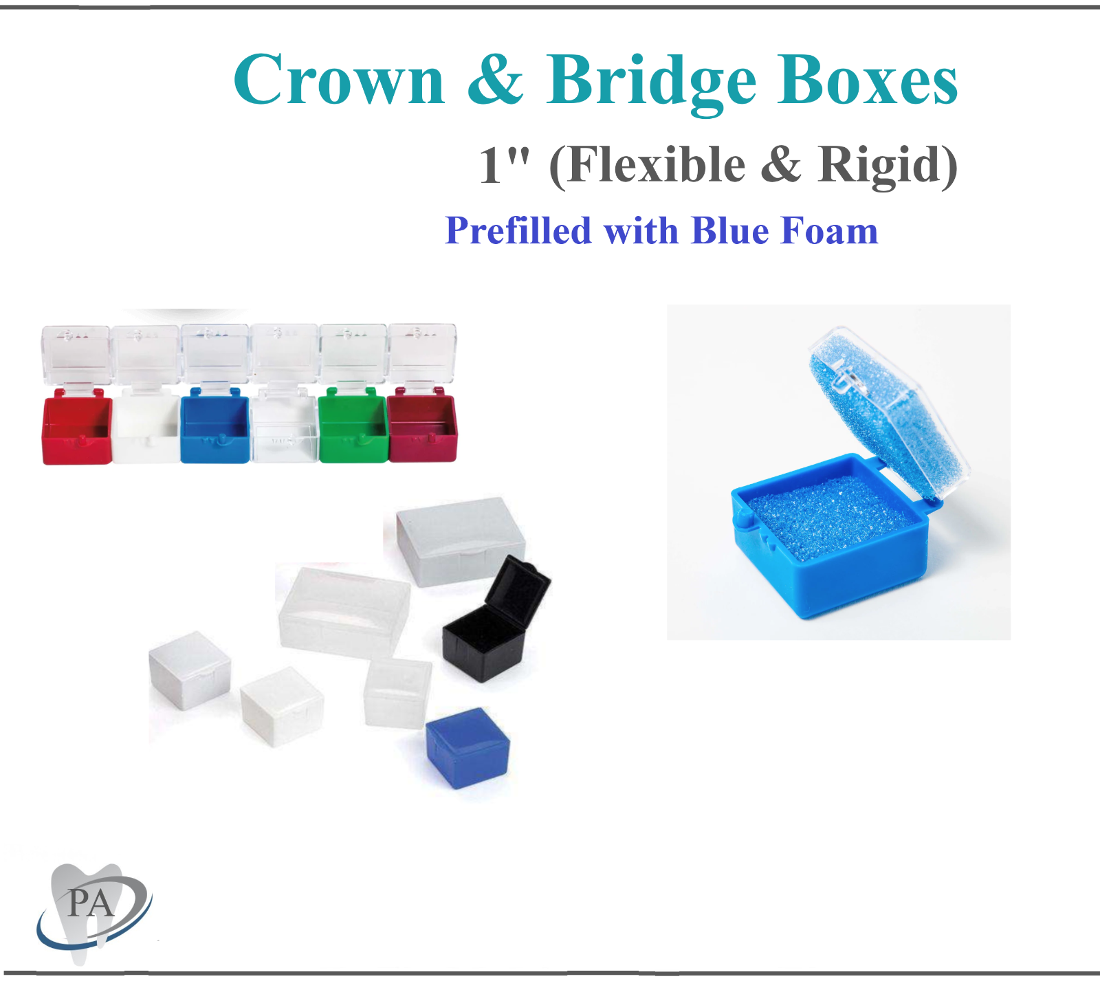Dental Lab Rigid Crown Box 1" or 2" Rigid Box Pre Packed w/Foam ...