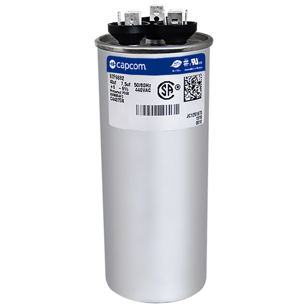 40 + 7.5 uf MFD x 440 VAC - GE / GENTEQ Dual Run Capacitor 97F9882 ...