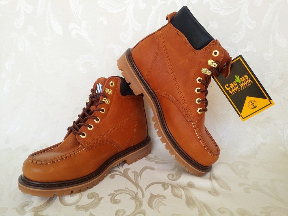 Cactus Work Boots 625M Light Brown 6" Moc Toe Real Leather New In Box ...