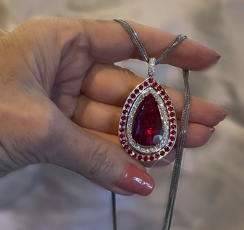 18K Ruby Unheated AGL Diamond Necklace Pendant Vintage Natural Huge 14.58 Carats | eBay