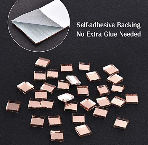 Self Adhesive Real Glass Rose Gold Mirrors Mosaic Tiles Sticker for ...