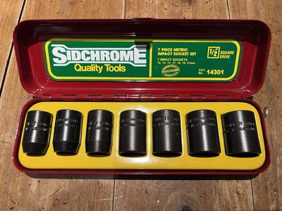 Vintage Sidchrome 7 Pce Metric Impact Socket Set CAT No. 14301-Made in ...