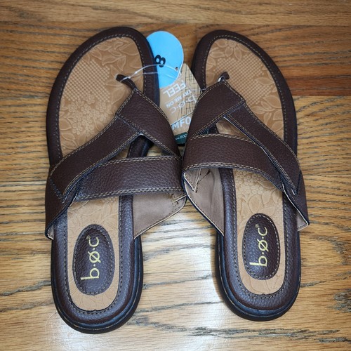 b.o.c. Born Concept Faux Leather Vegan Brown Casual Flip Flops Sz 8 | eBay
